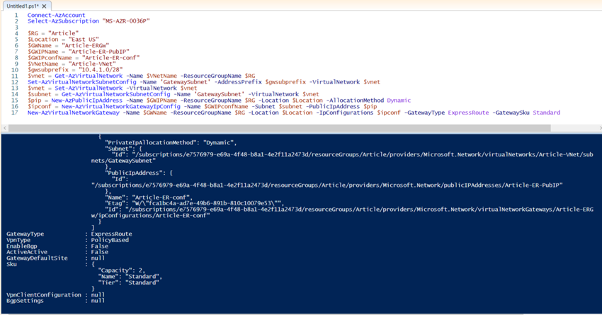 How To Create An Azure Virtual Network Gateway Using Powershell